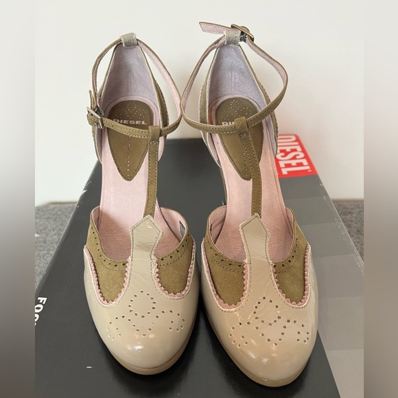 Diesel | Shoes | Rare Diesel T Strap Leather Vintage Style Chunky Heel ...